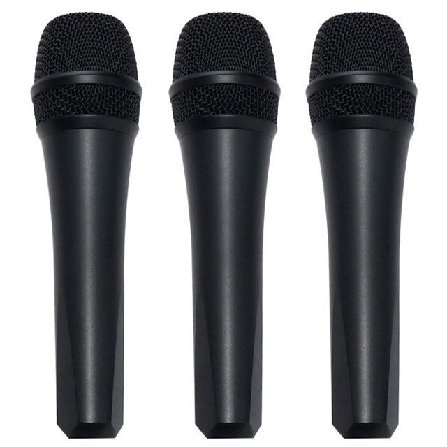 Microphone 3 Pack Pro Dynamic Microphones+5m XLR Mic Cables+Clips DP ...