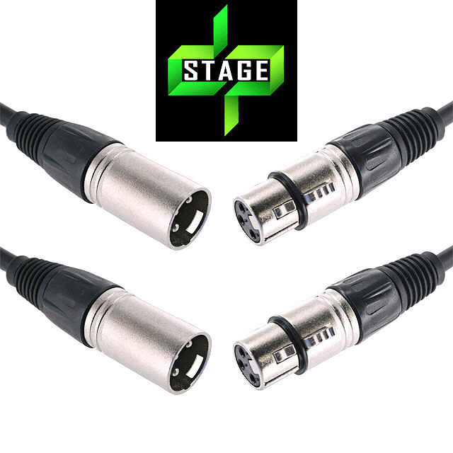 2 x 5m Microphone Cable Lead Balanced XLR Male to Female Mic Lead DP ...