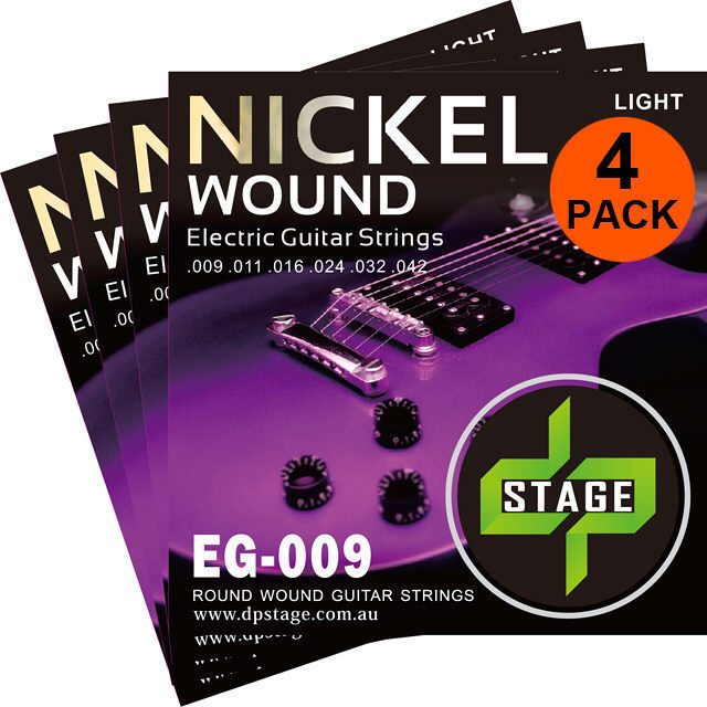 4 X Electric Guitar Strings 9-42 Nickel Wound Light 9-42 4 Pack DP ...