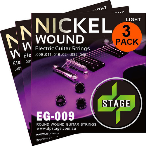 3 X Electric Guitar Strings 9-42 Nickel Wound Light 9-42 3 Pack DP ...